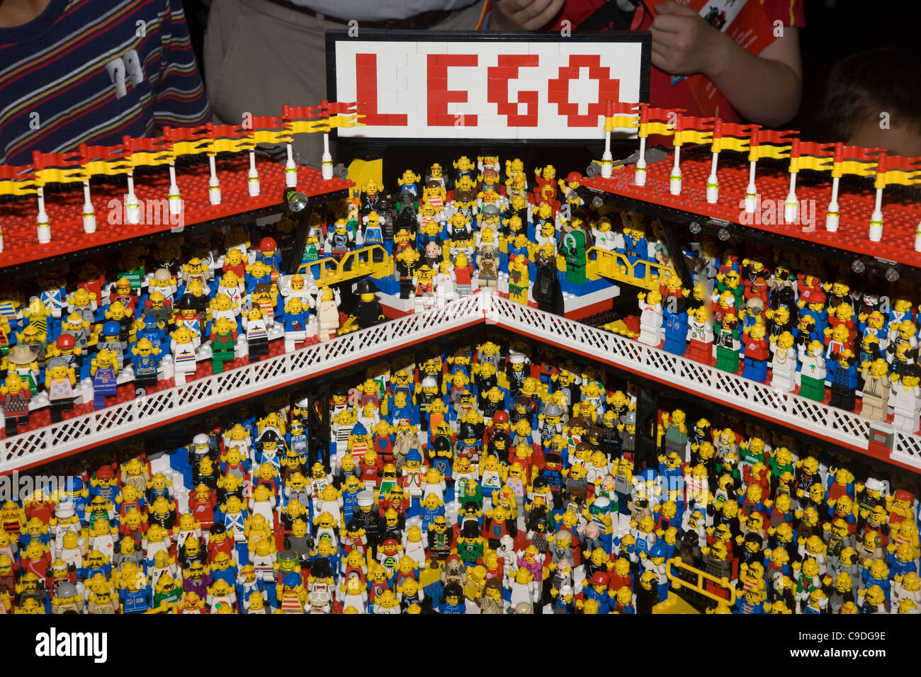 Lego model stadium and mini figure crowd at the Lego Convention at ...