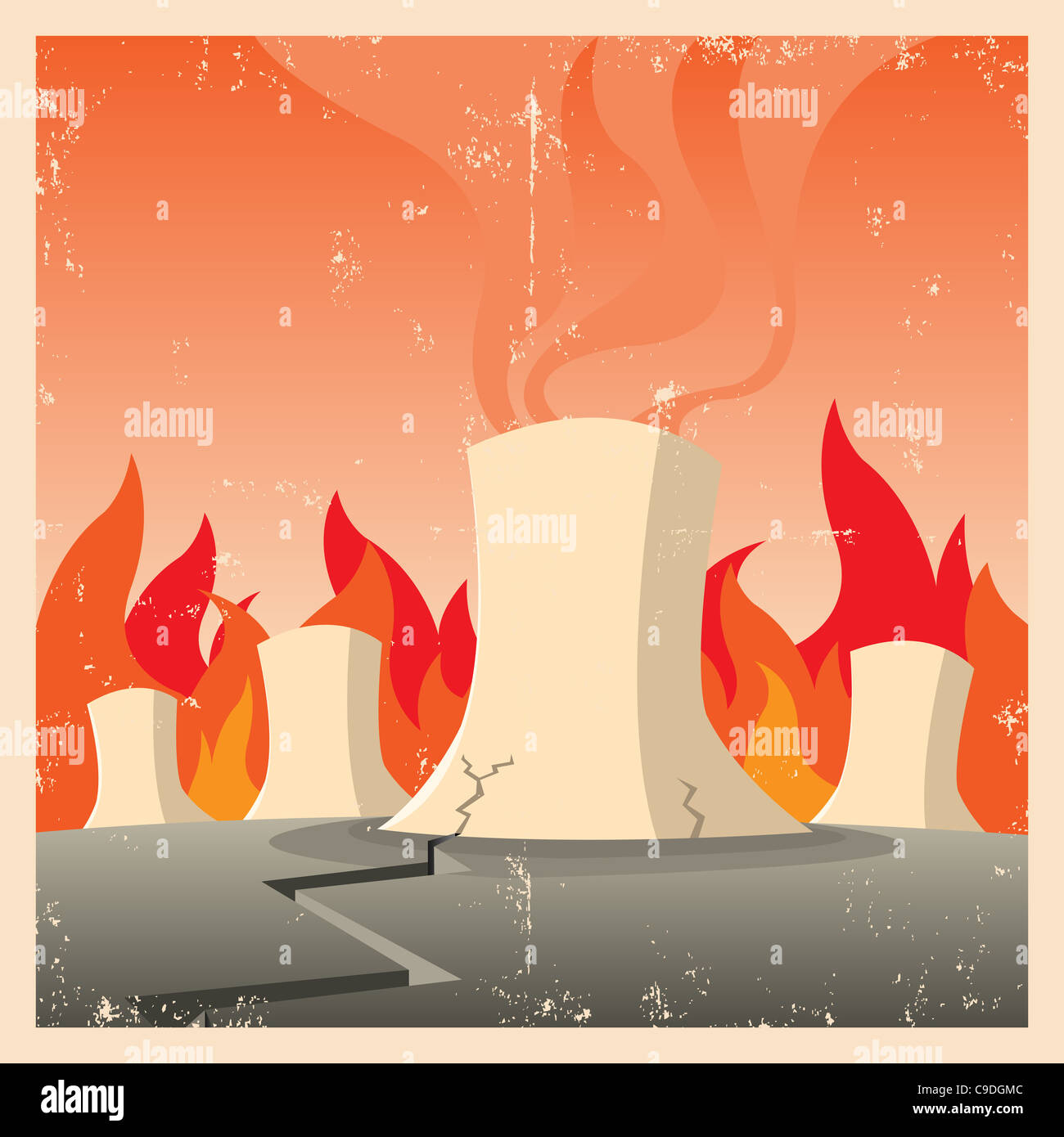 Illustration of a nuclear reactor firing in emergency state Stock Photo ...