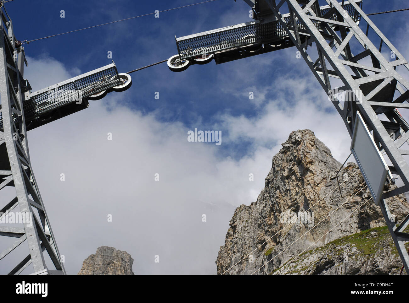 Cableway pylon link linkage metal metallic steel structure built ...