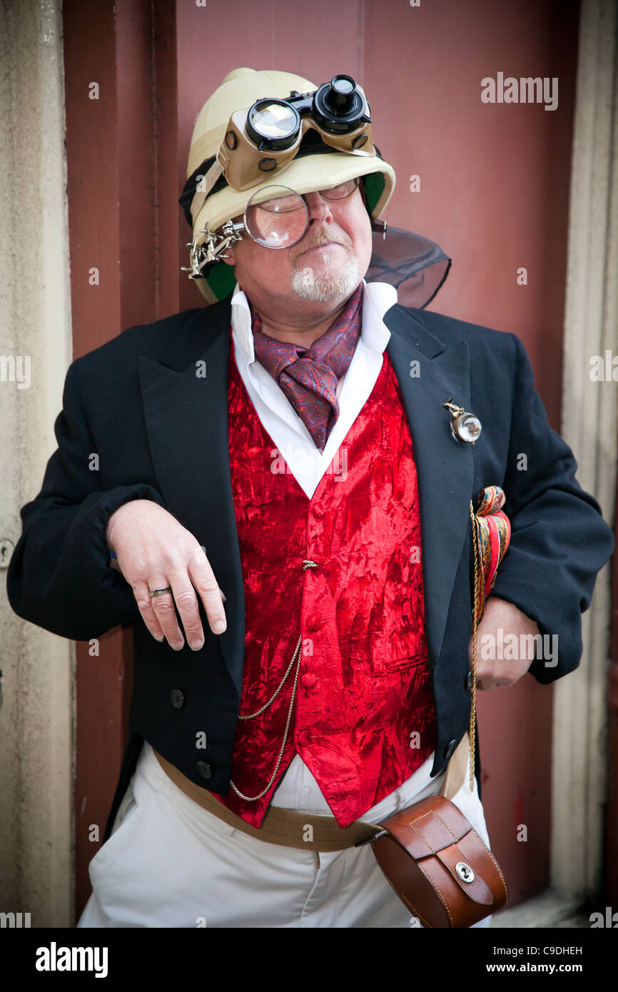 Elderly steam punk at the Whitby Goth Festival, North Yorkshire Stock ...