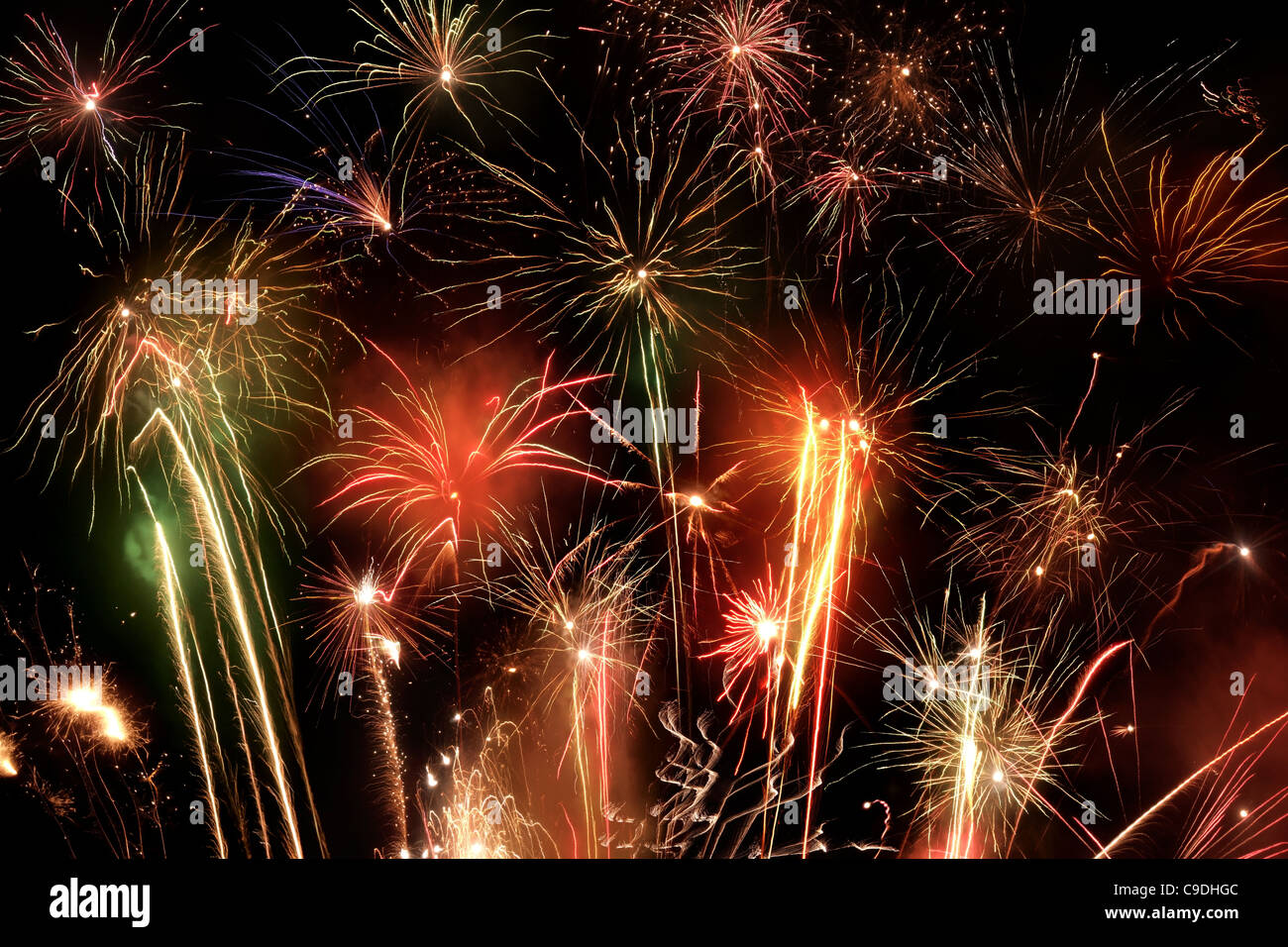 great colorful fireworks display at night Stock Photo - Alamy