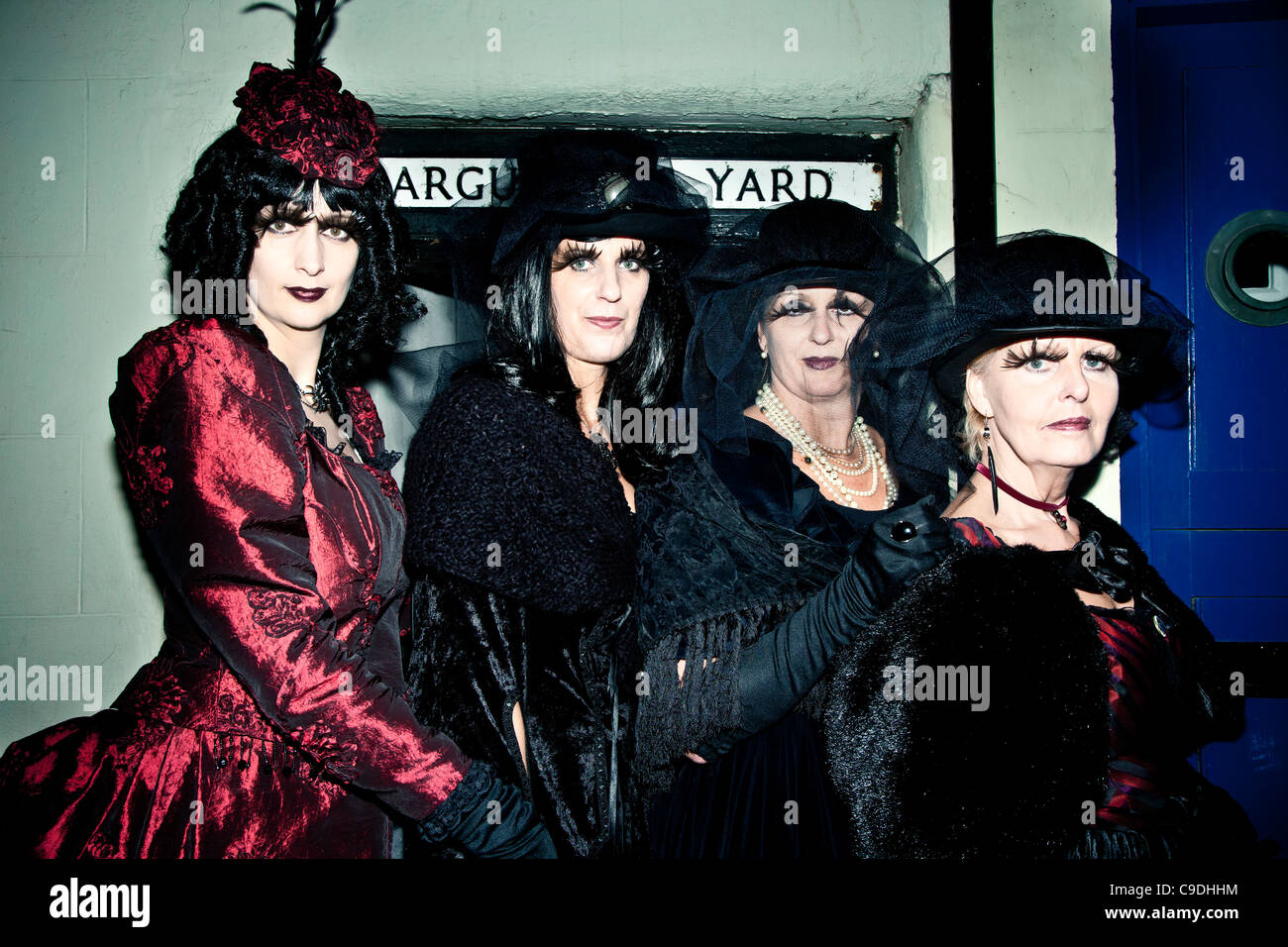 Four Goth ladies at the Whitby Goth Festival, North Yorkshire Stock ...