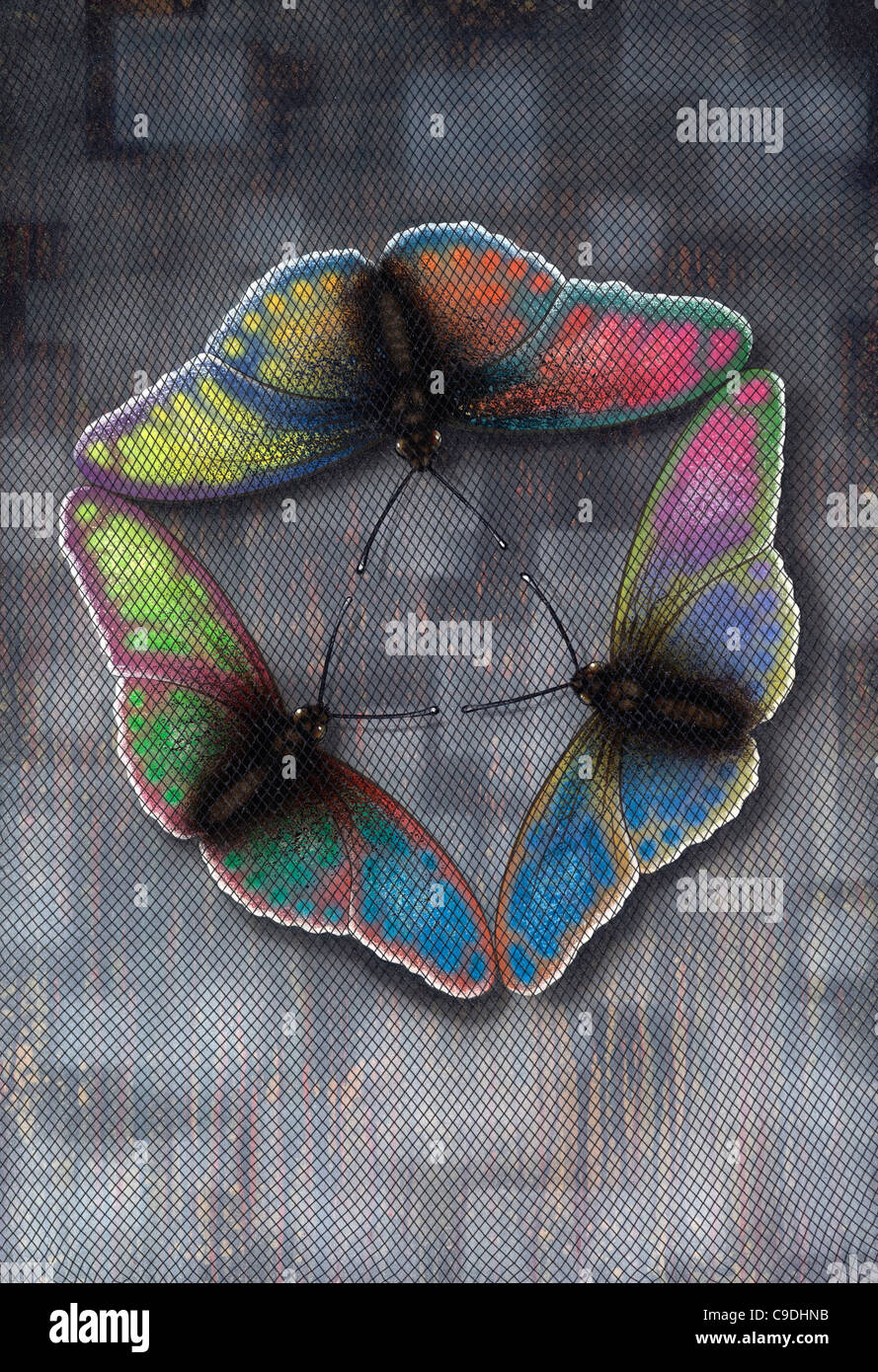symbolic picture painted by me, named "Butterflies Flight". It shows a ...