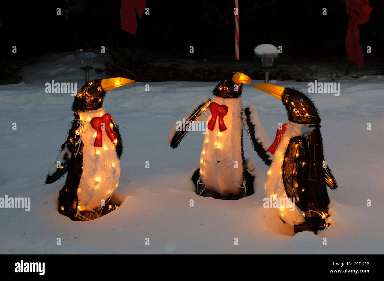 Christmas decorations in the snow Stock Photo - Alamy