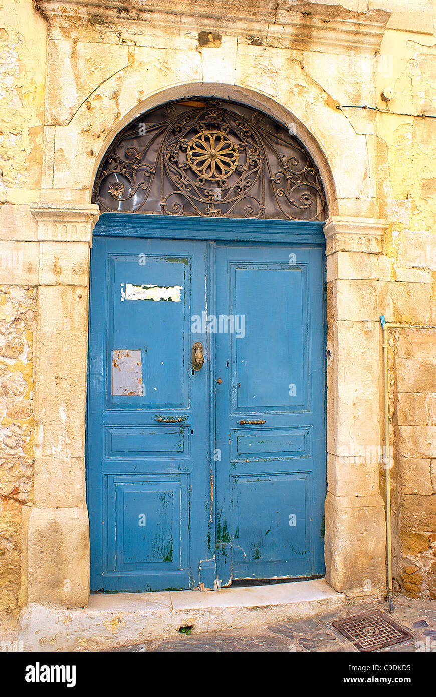 Detail of an old Venetian door in Chania city, Crete island, Greece ...
