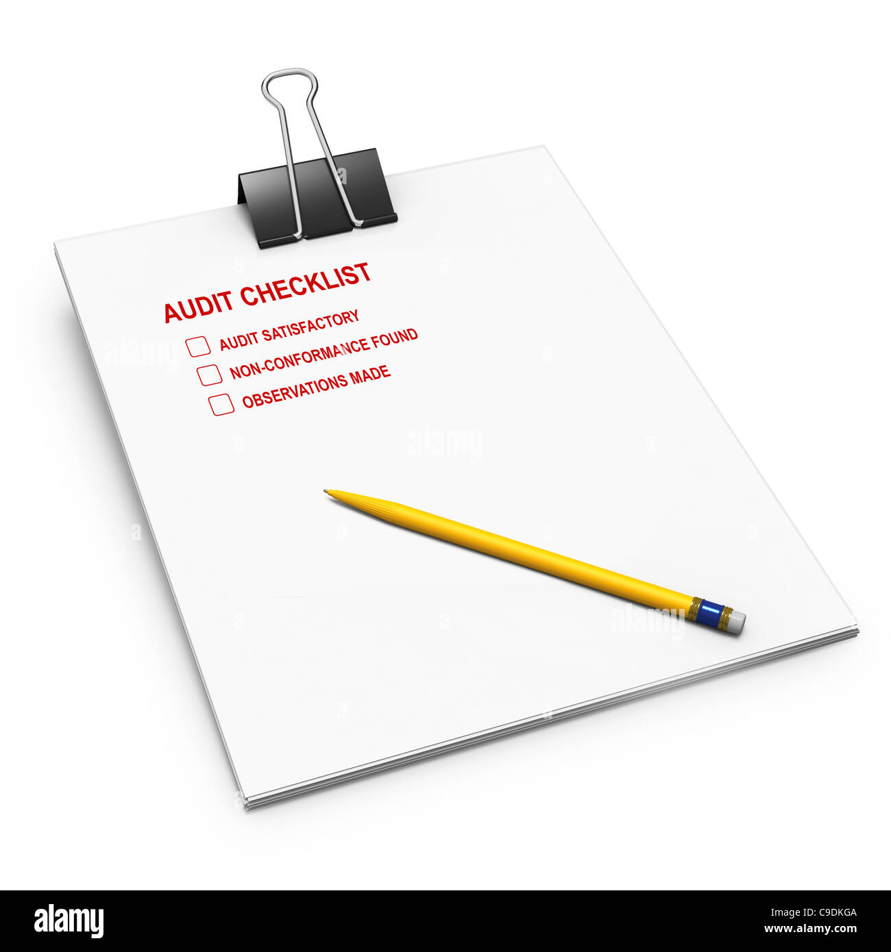 Audit checklist on white background Stock Photo - Alamy