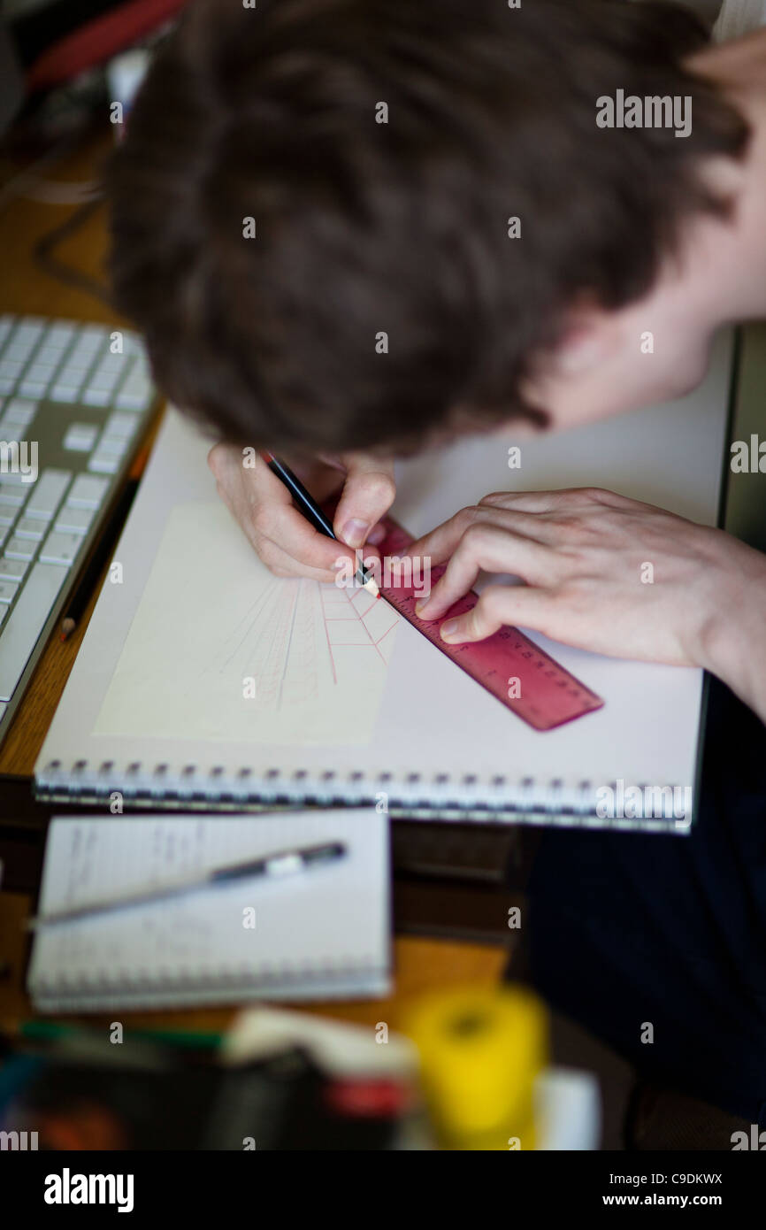 Child close up drawing ruler hi-res stock photography and images - Alamy