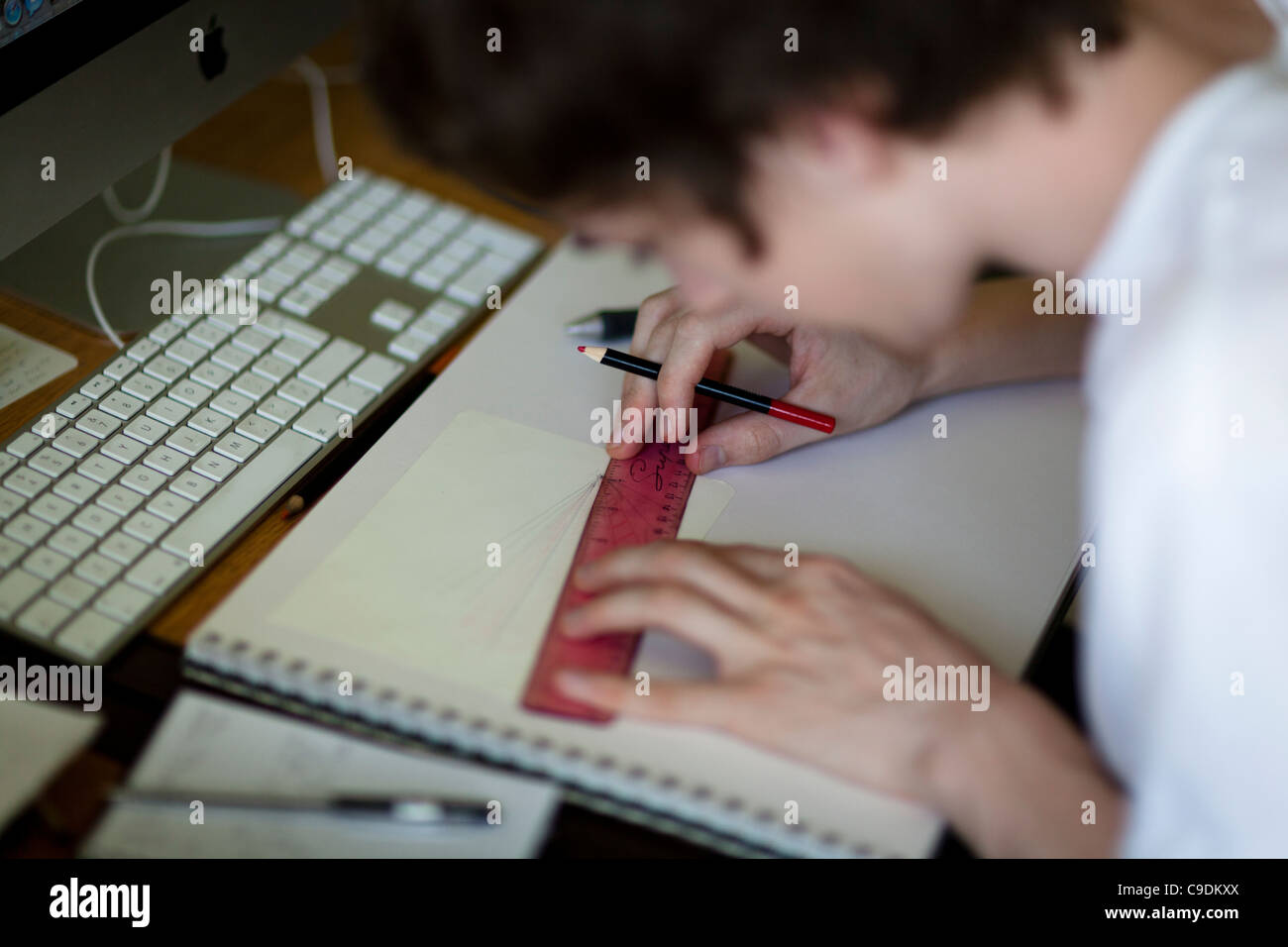 Child close up drawing ruler hi-res stock photography and images - Alamy