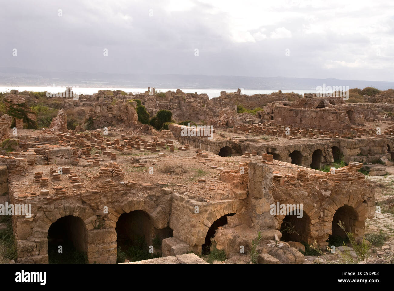 Roman baths, Al-mina archaeological site, Tyre, southern Lebanon Stock ...
