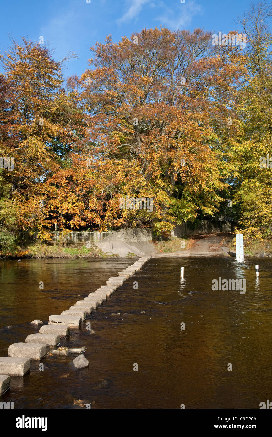 Stepping stones across river Wear, Stanhope, Weardale, County Durham ...