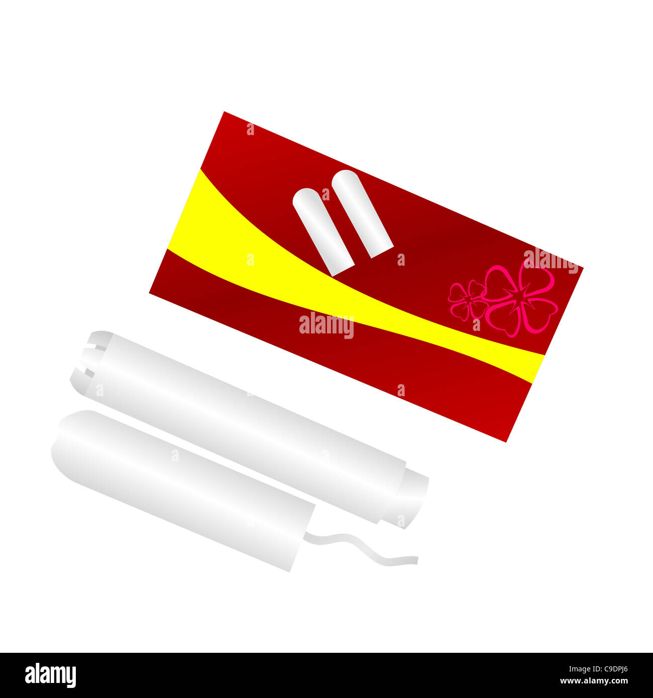 Realistic illustration packing of tampons is isolated on white ...