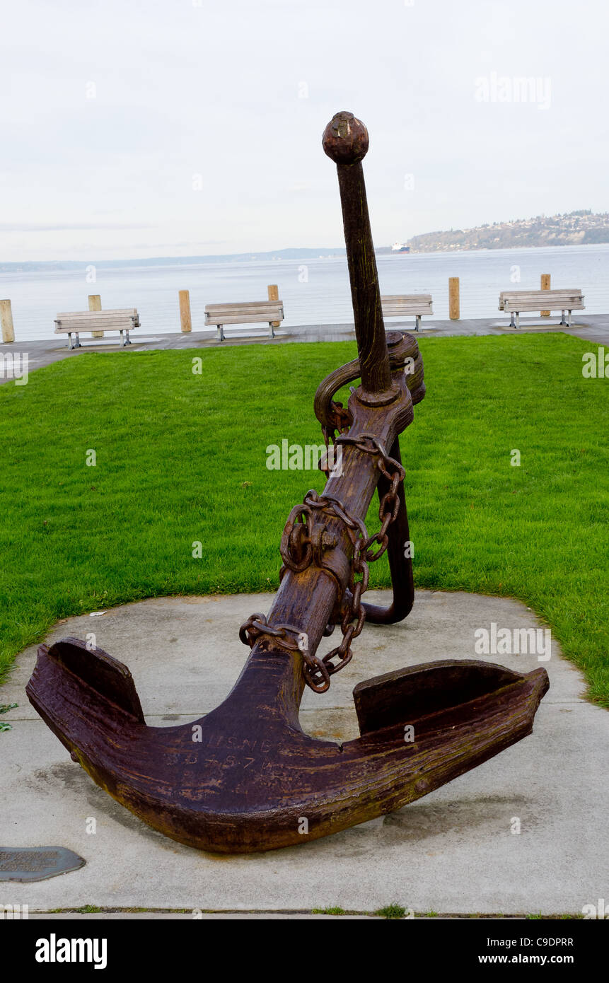 Ship Anchor at the park on Alki Beach, West Seattle, WA, USA Stock ...