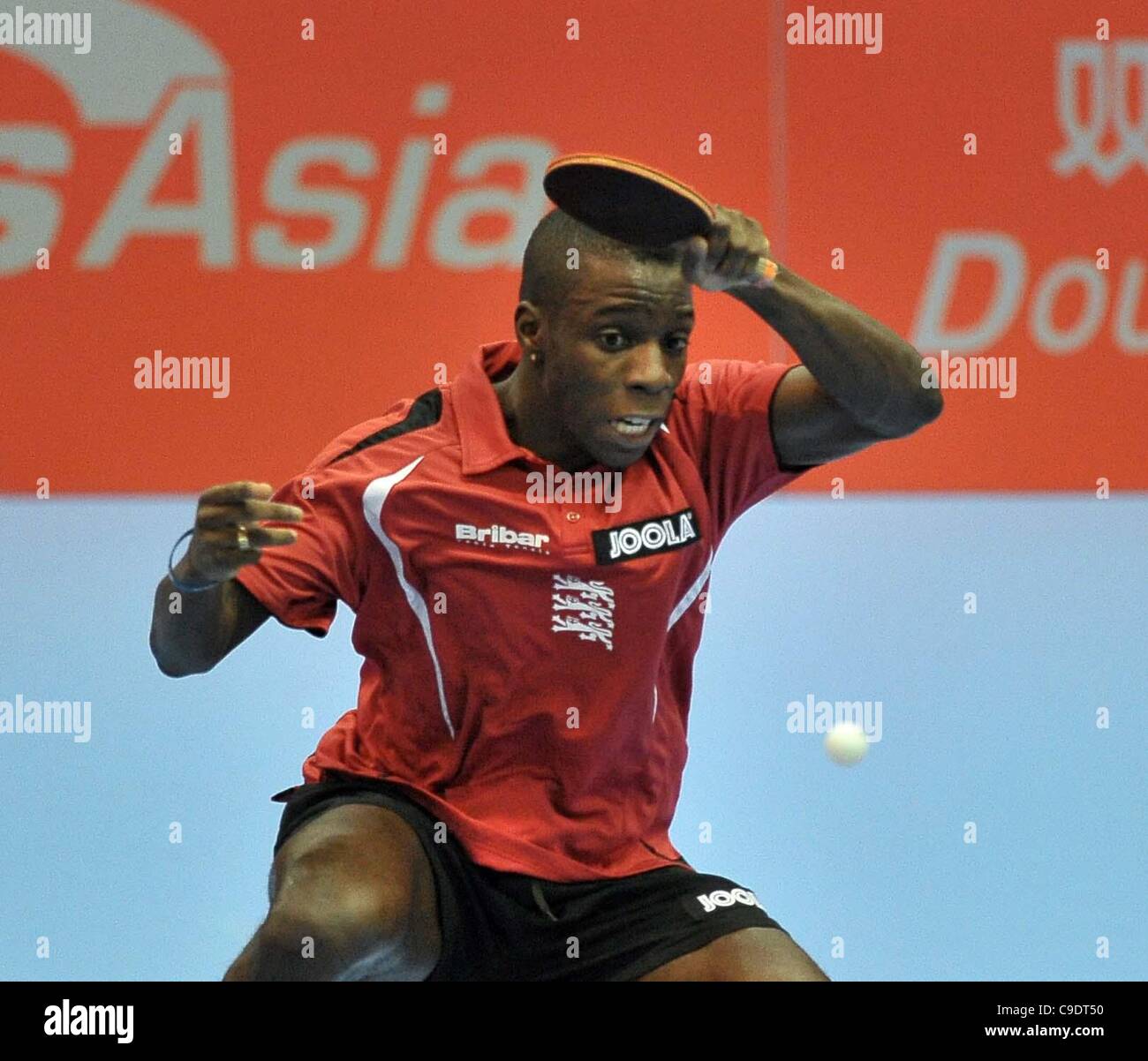 ExCel, LONDON, UK, Thursday 24/11/2011. Darius Knight (England). ITTF ...