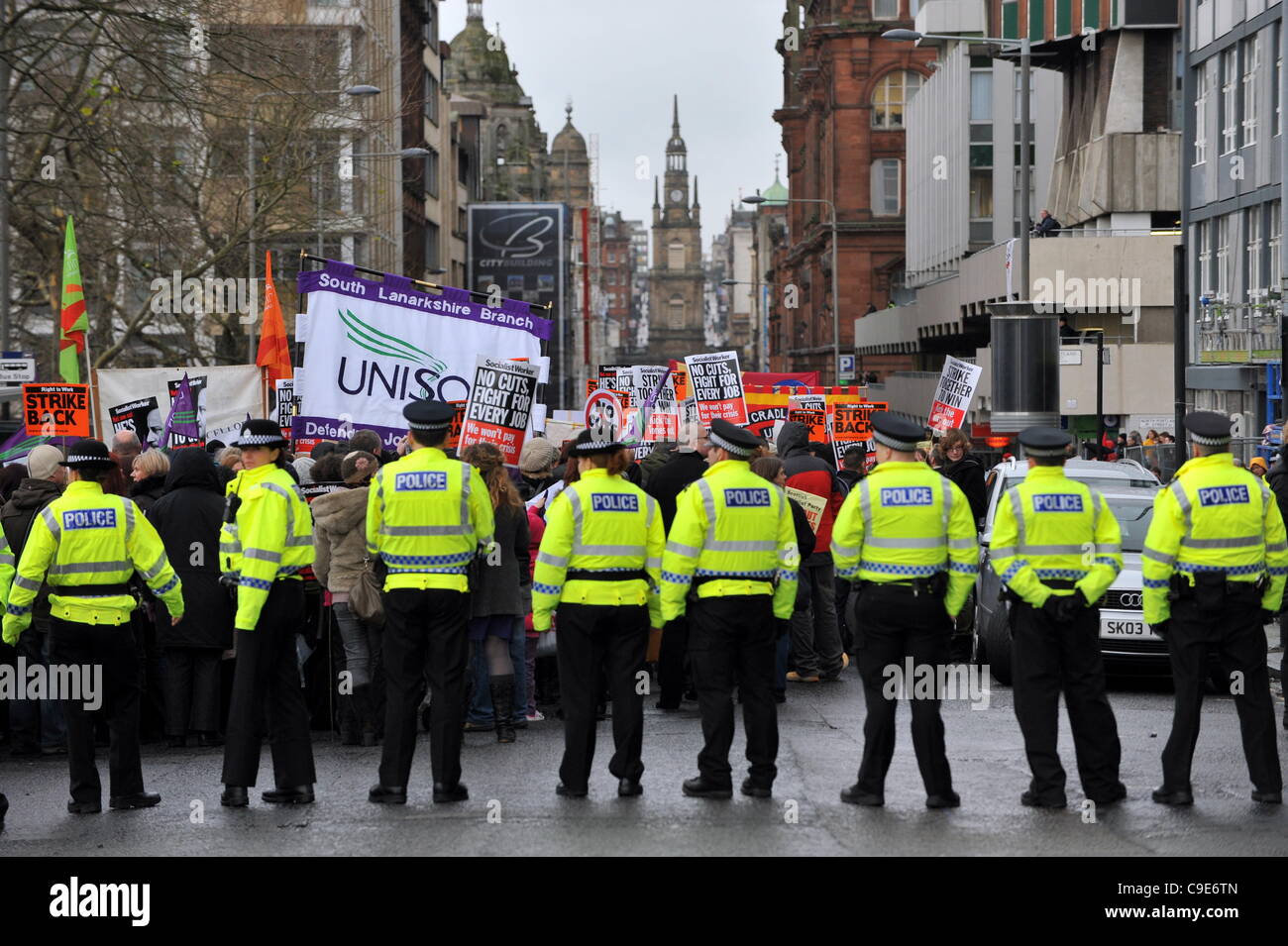 Police cordon off George Street in Glasgow as unions and other groups ...