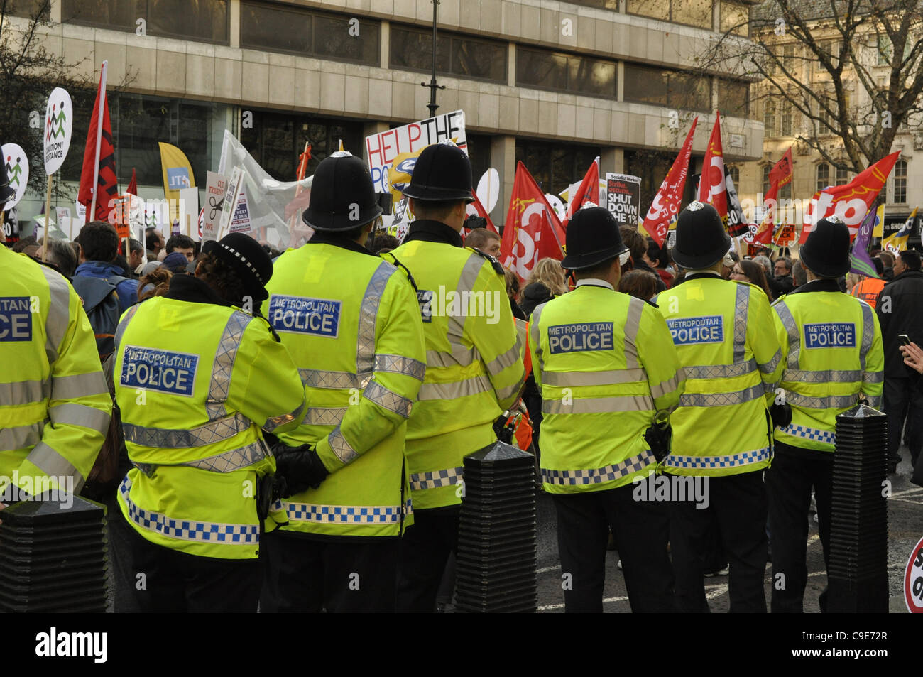 London, UK, 30/11/2011 Police on the street as strikers march and ...