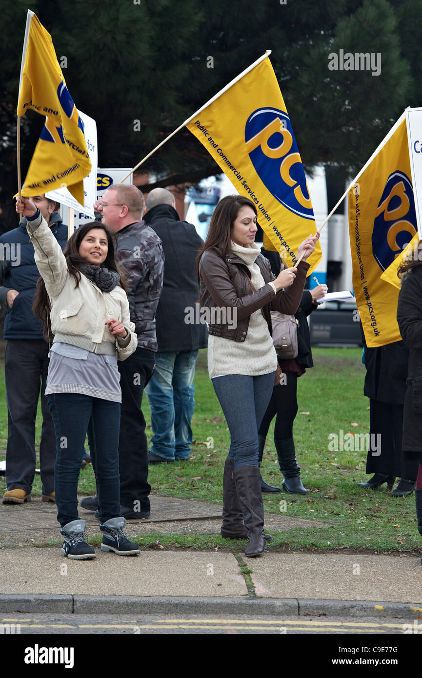 London Heathrow customs oficers on strike outside Heathrow Airport ...