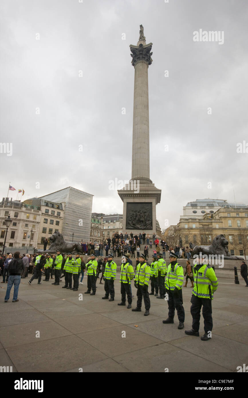 Trafalgar Square is defended from the demonstraters to protect the 2012 ...