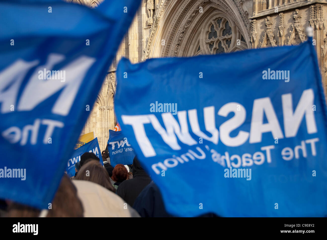 NASUWT teachers teaching education union strike flags banner of public ...
