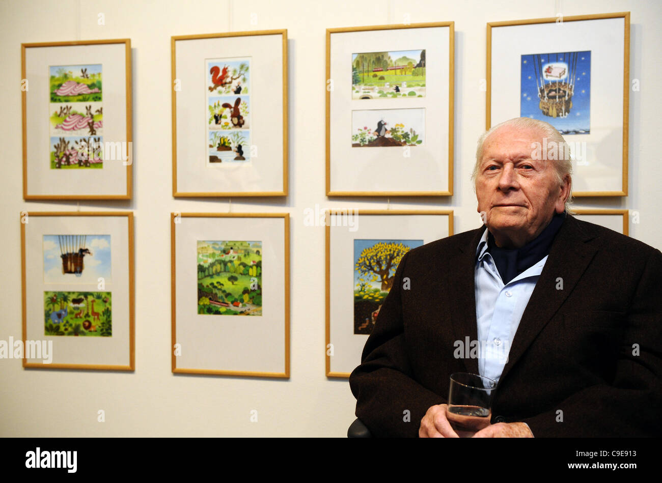 Czech animator Zdenek Miler, creator of an animated cartoons character ...