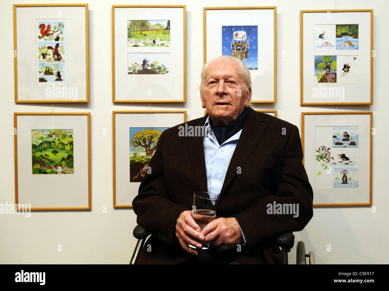 Czech animator Zdenek Miler, creator of an animated cartoons character ...