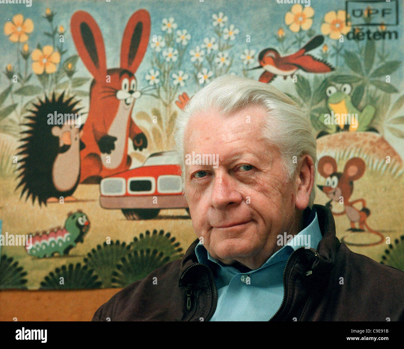 Czech animator Zdenek Miler, creator of an animated cartoons character ...