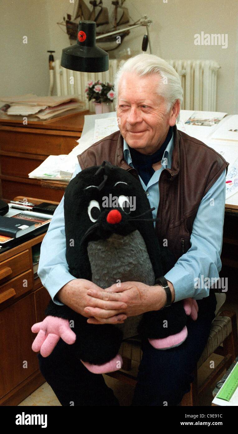 Czech animator Zdenek Miler, creator of an animated cartoons character ...