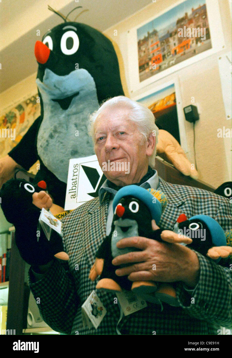Czech animator Zdenek Miler, creator of an animated cartoons character ...