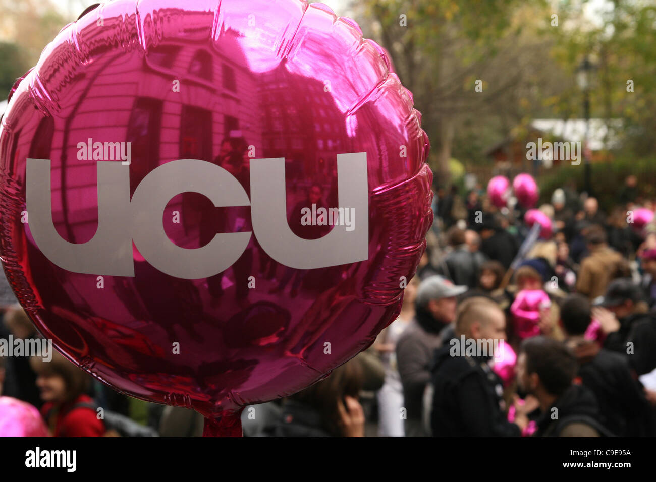 University College Union balloon during a public sector workers strike ...
