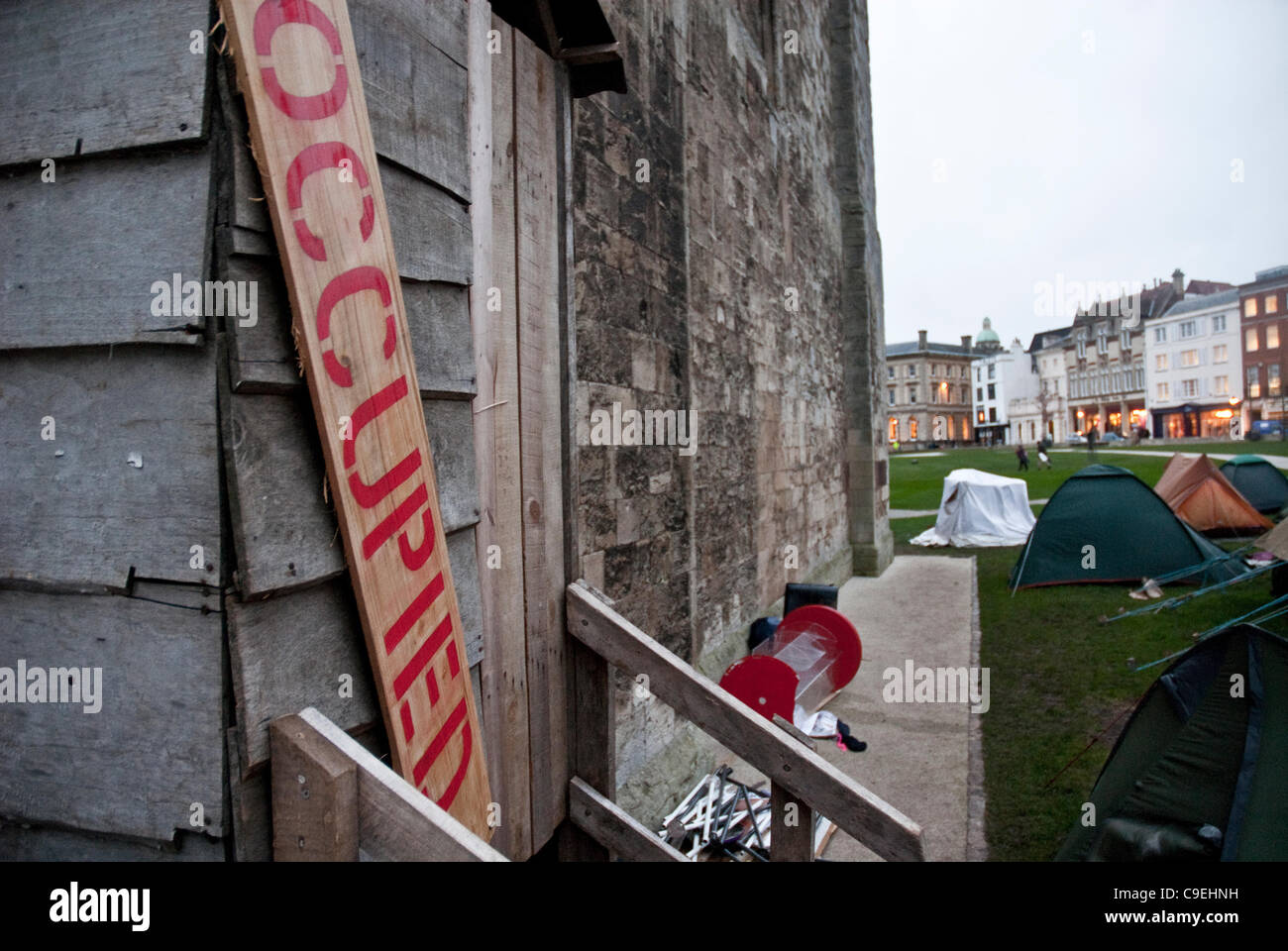 The new toilet and the tents at the Occupy Exeter Camp on Exeter ...