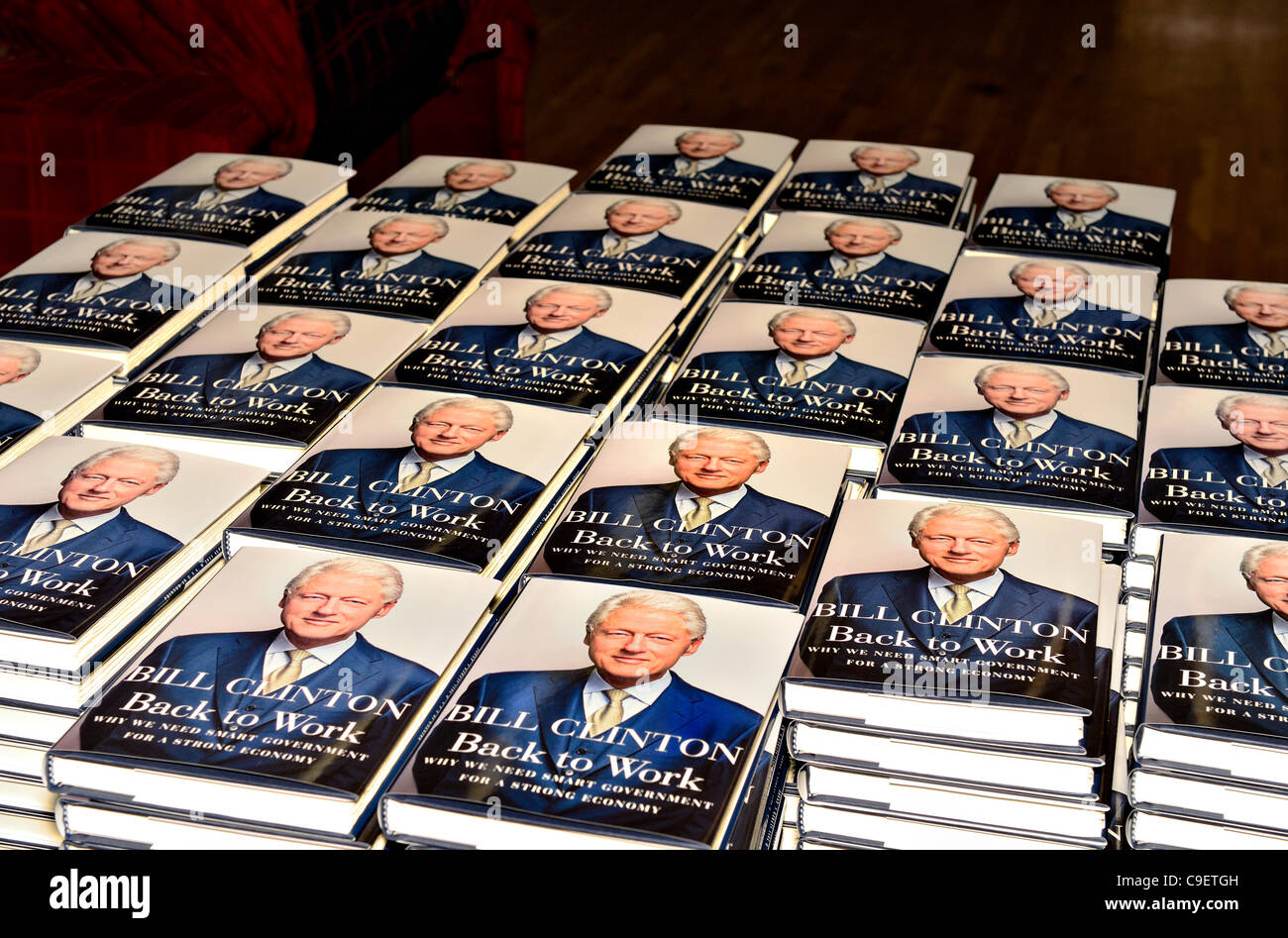 Stacks piles copies of President Bill Clinton's book Back to Work ...