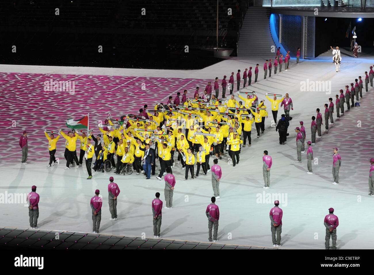 Dec. 9, 2011 - Qatar, Doha - Members of the Palestinian team take part ...
