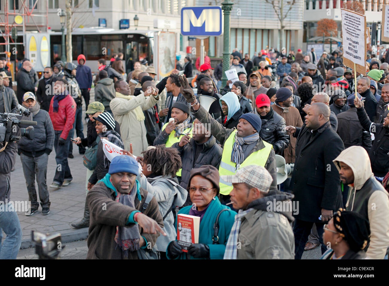 Demonstration in the neighbourhood of Matonge in Brussels. People from ...