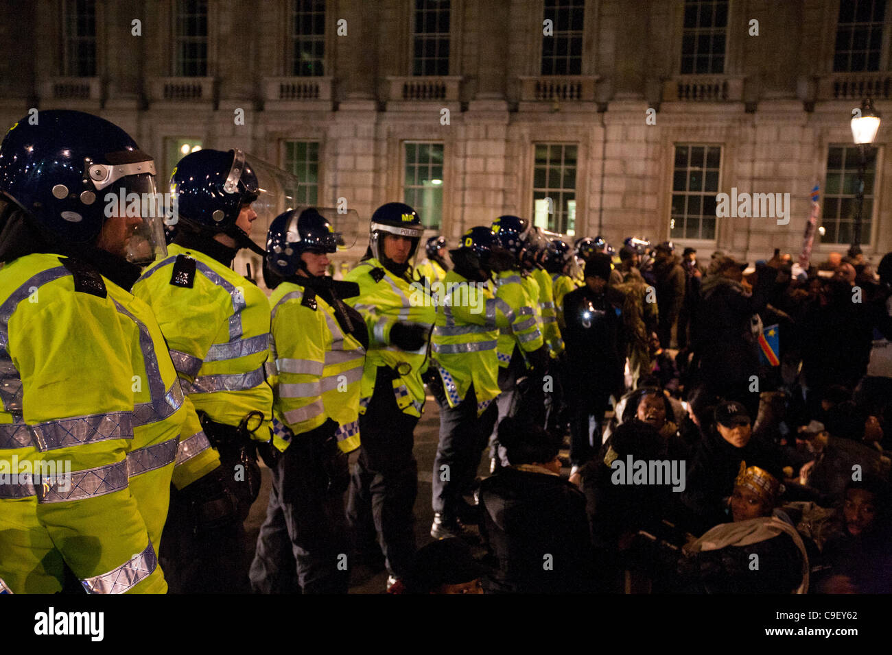 London, UK, 10/12/2011. Angry Congolese protesters disputing the ...