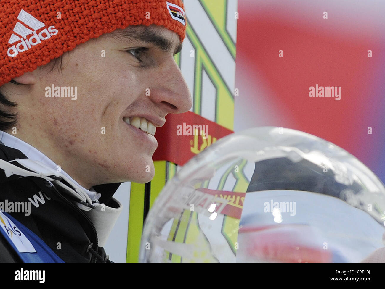 Richard Freitag of Germany celebrates his victory after the H-142 ski ...