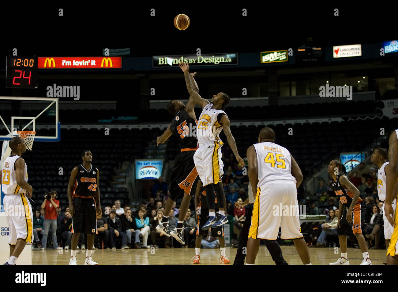 London Ontario, Canada - December 10, 2011. Gabe Freeman (25) and David ...