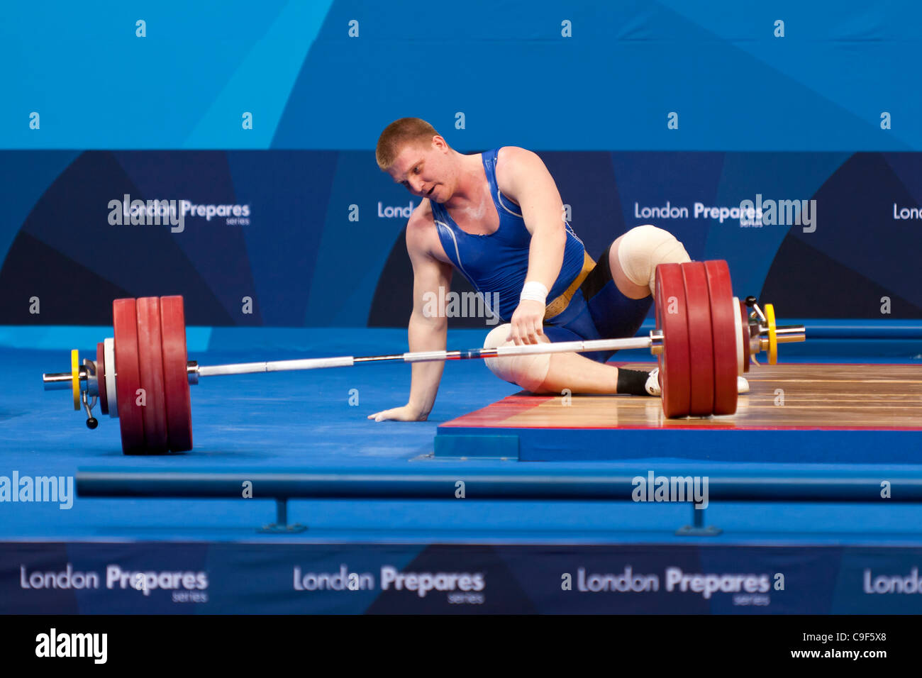 Dmitriy KAPLIN of Kazakhstan falling over at in the Men's +105kg London ...
