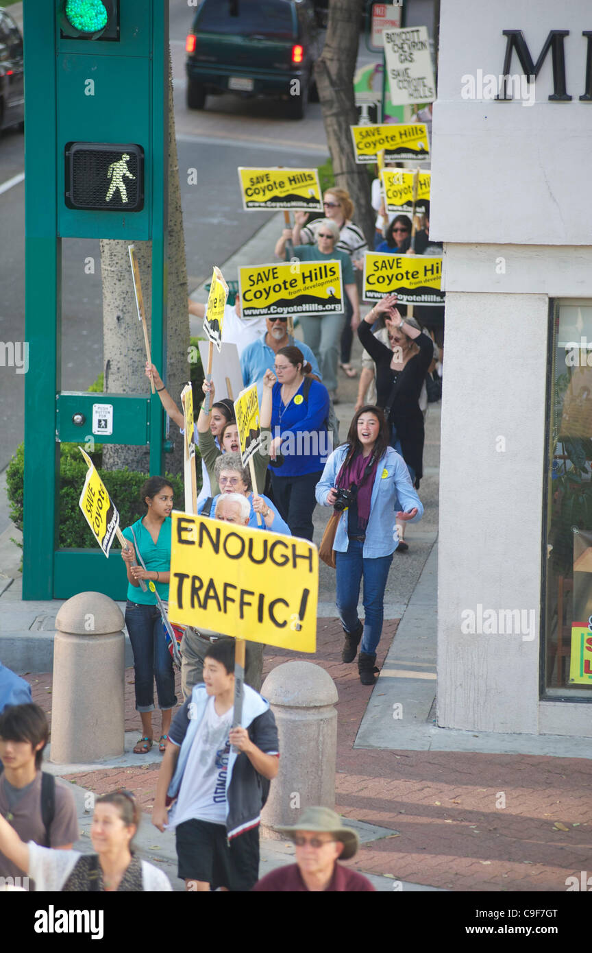 Protest for Save Coyote Hills in downtown Fullerton, California Stock ...