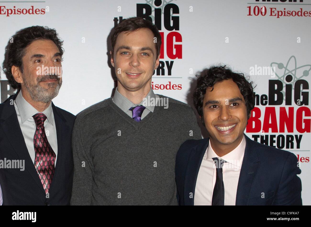 Chuck Lorre, Jim Parsons, Kunal Nayyar at arrivals for THE BIG BANG 100th Episode Celebration ...