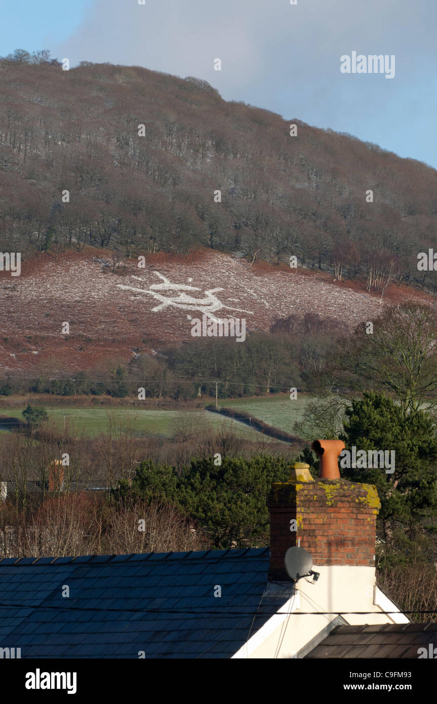 A light dusting of snow reveals a smiley face on the hill - Abergavenny ...