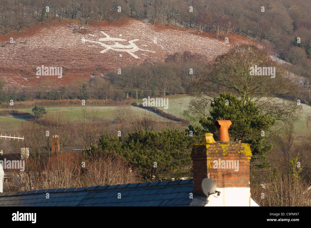 A light dusting of snow reveals a smiley face on the hill - Abergavenny ...
