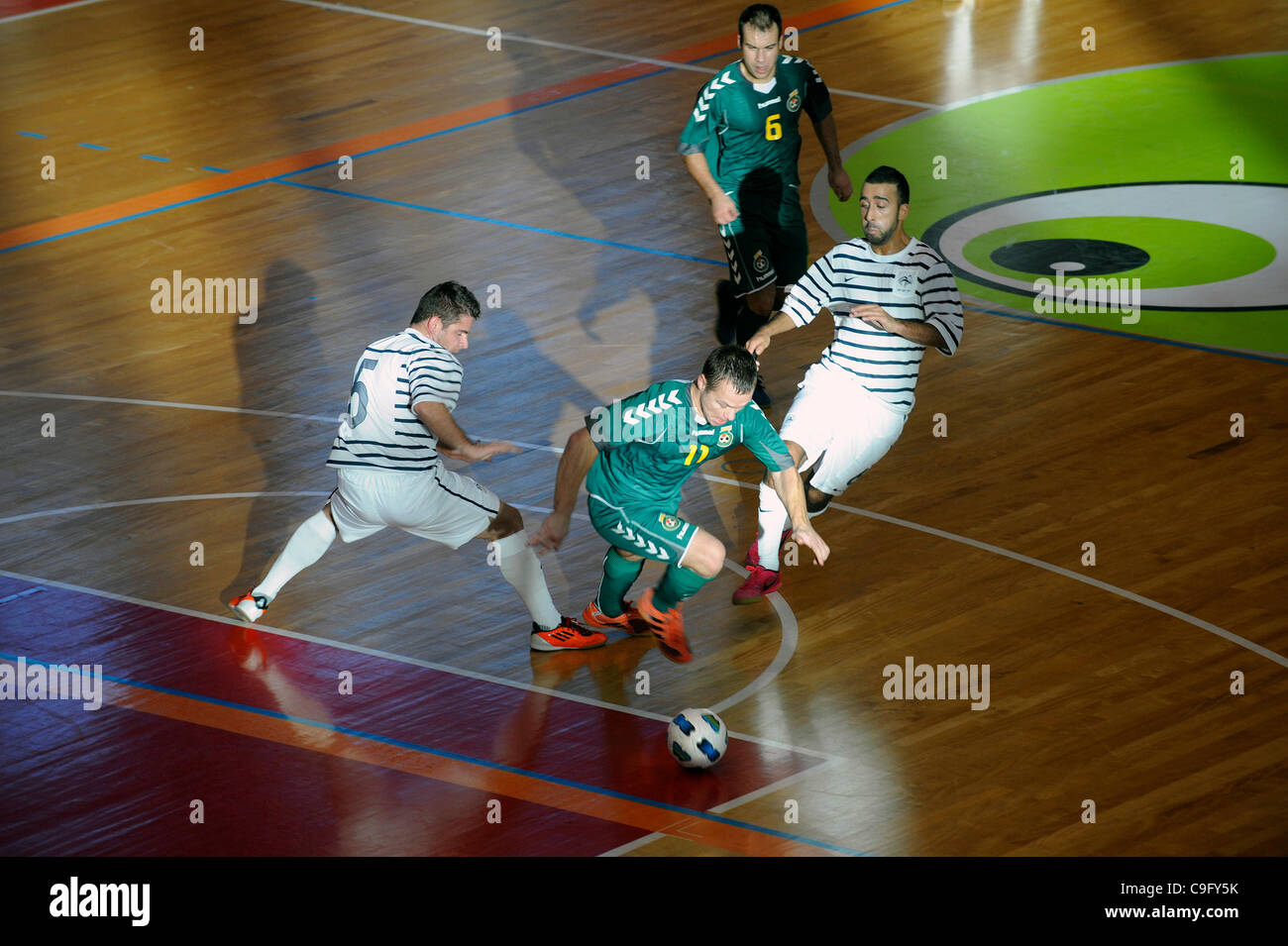 Indoor soccer - Futsal match between France and Lithuania Stock Photo ...