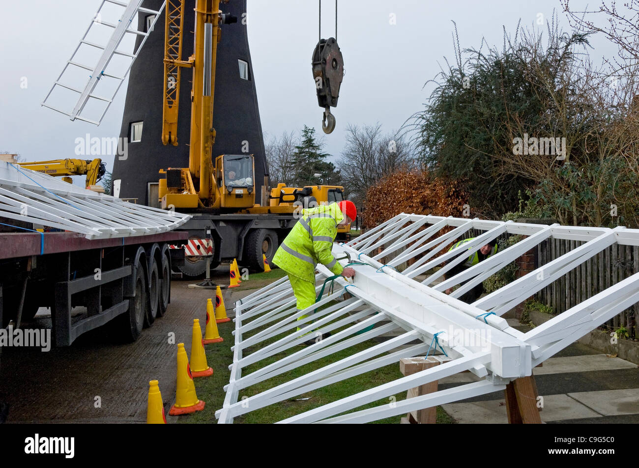 Sails being fitted on the Holgate Windmill York North Yorkshire England ...
