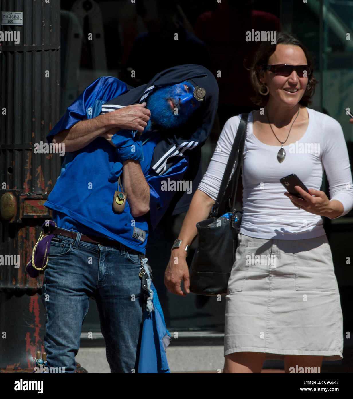 Aug. 3, 2011 - Portland, Oregon, U.S - A street person casts his gaze ...