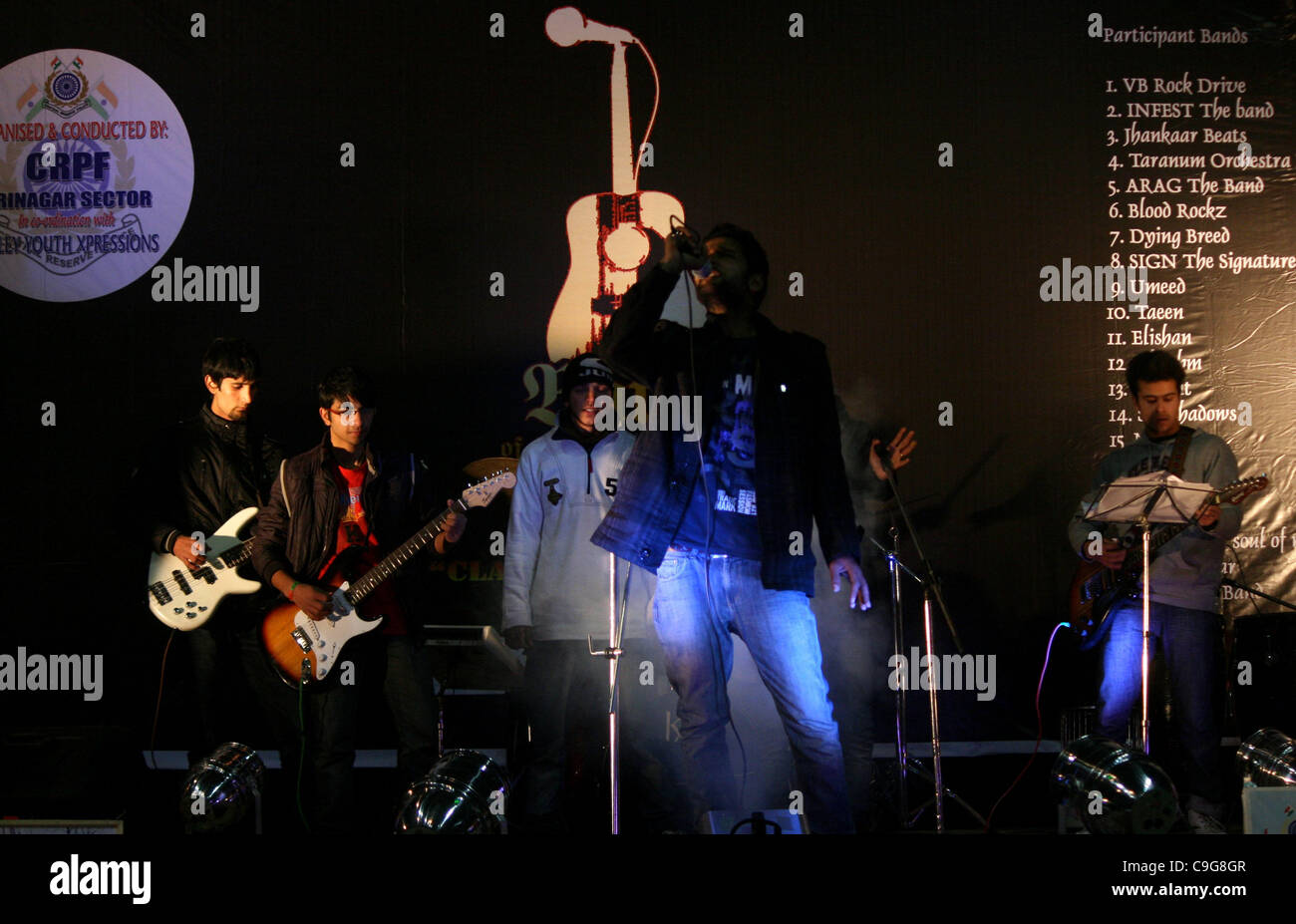 members of Kashmiri rock band perform during a rock band contest titled ...