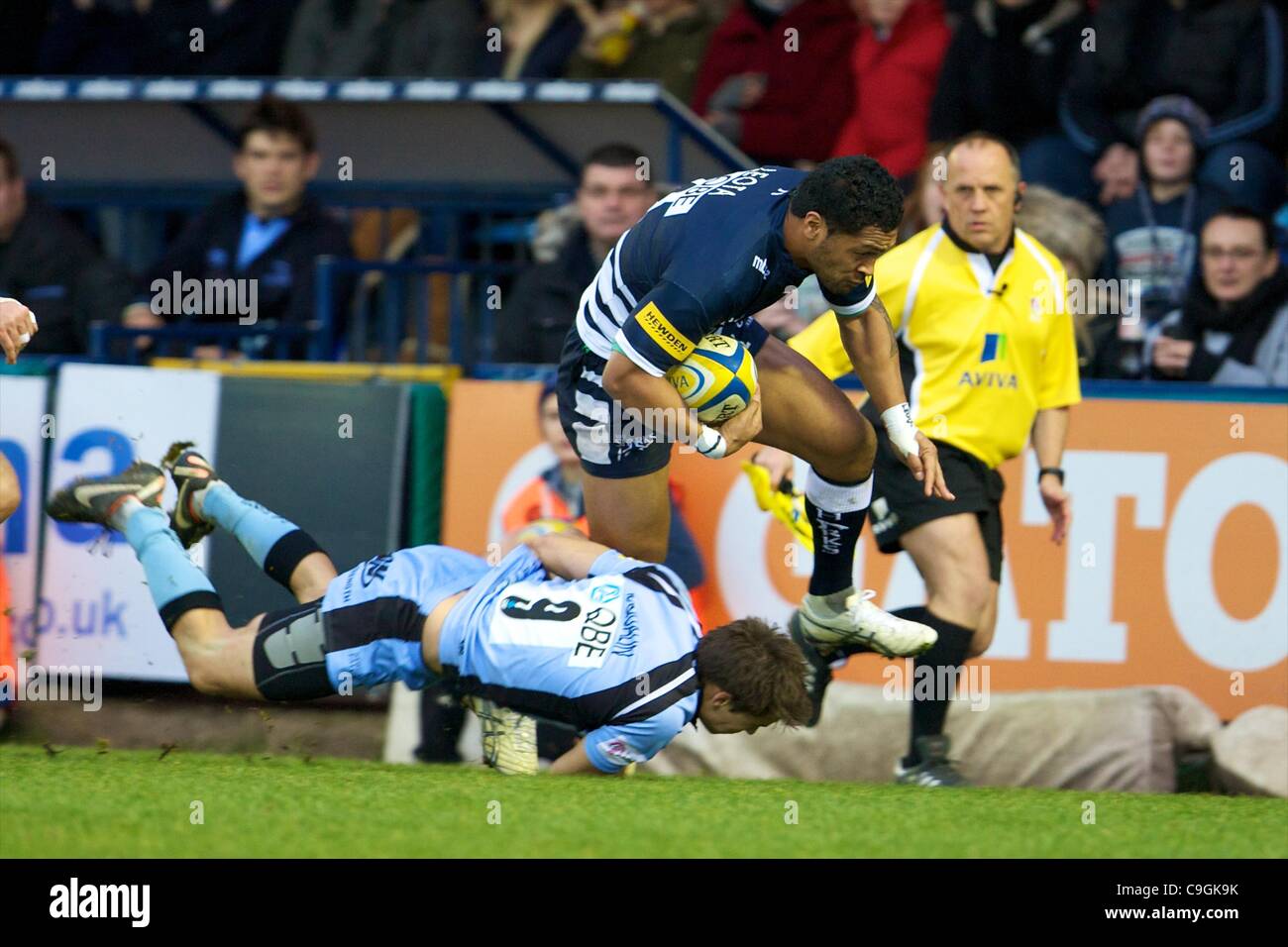 26.12.2011 Stockport, England. Sale Sharks's Samoan centre Johnny Leota ...