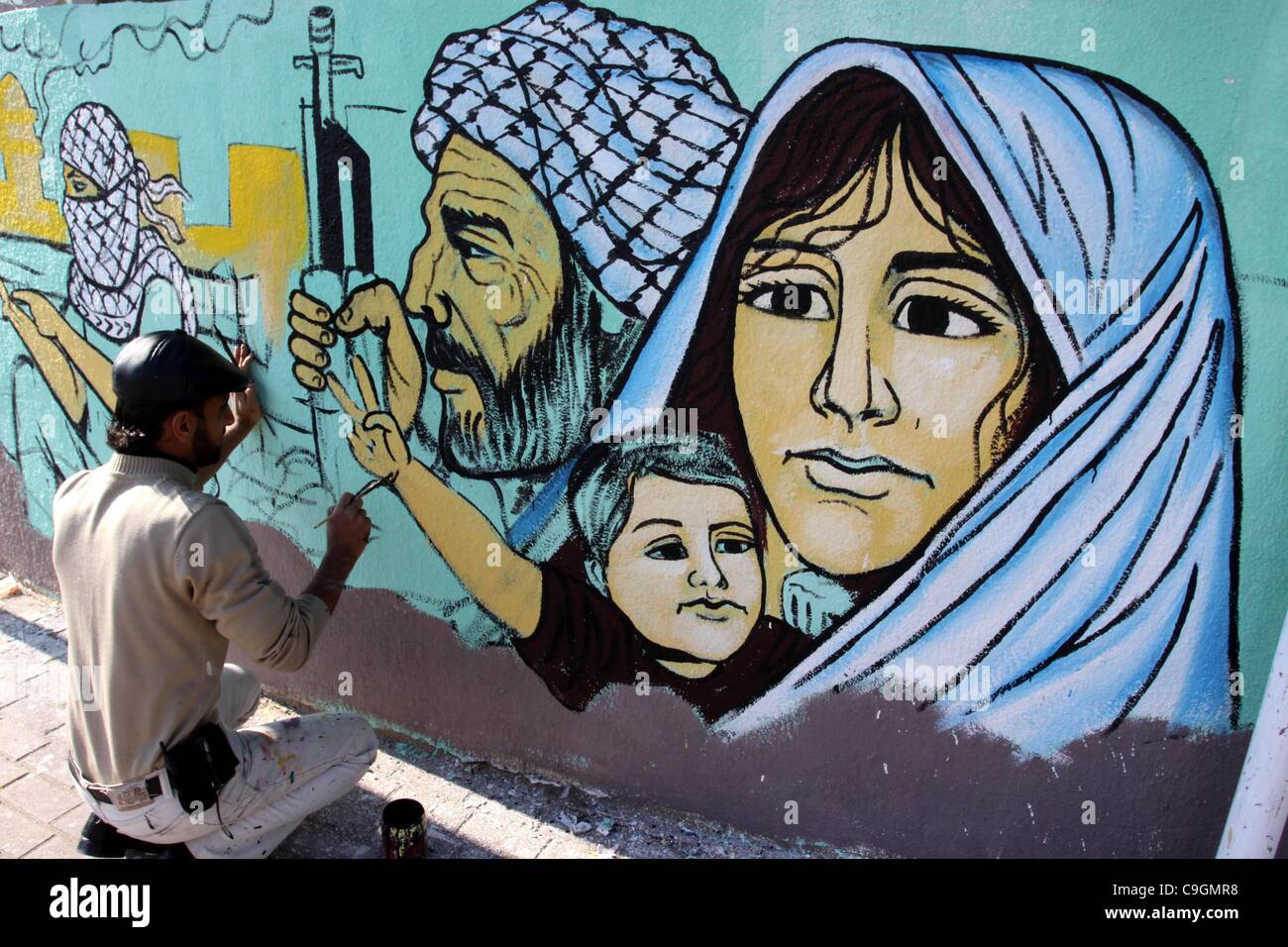 Dec. 27, 2011 - Gaza City, Gaza Strip - Palestinian artists take part ...