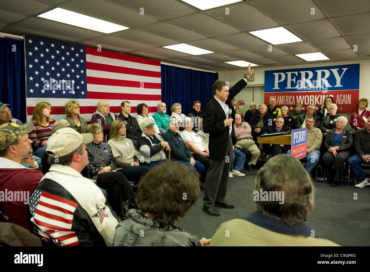 Republican presidential candidate Rick Perry speaks to supporters at a ...