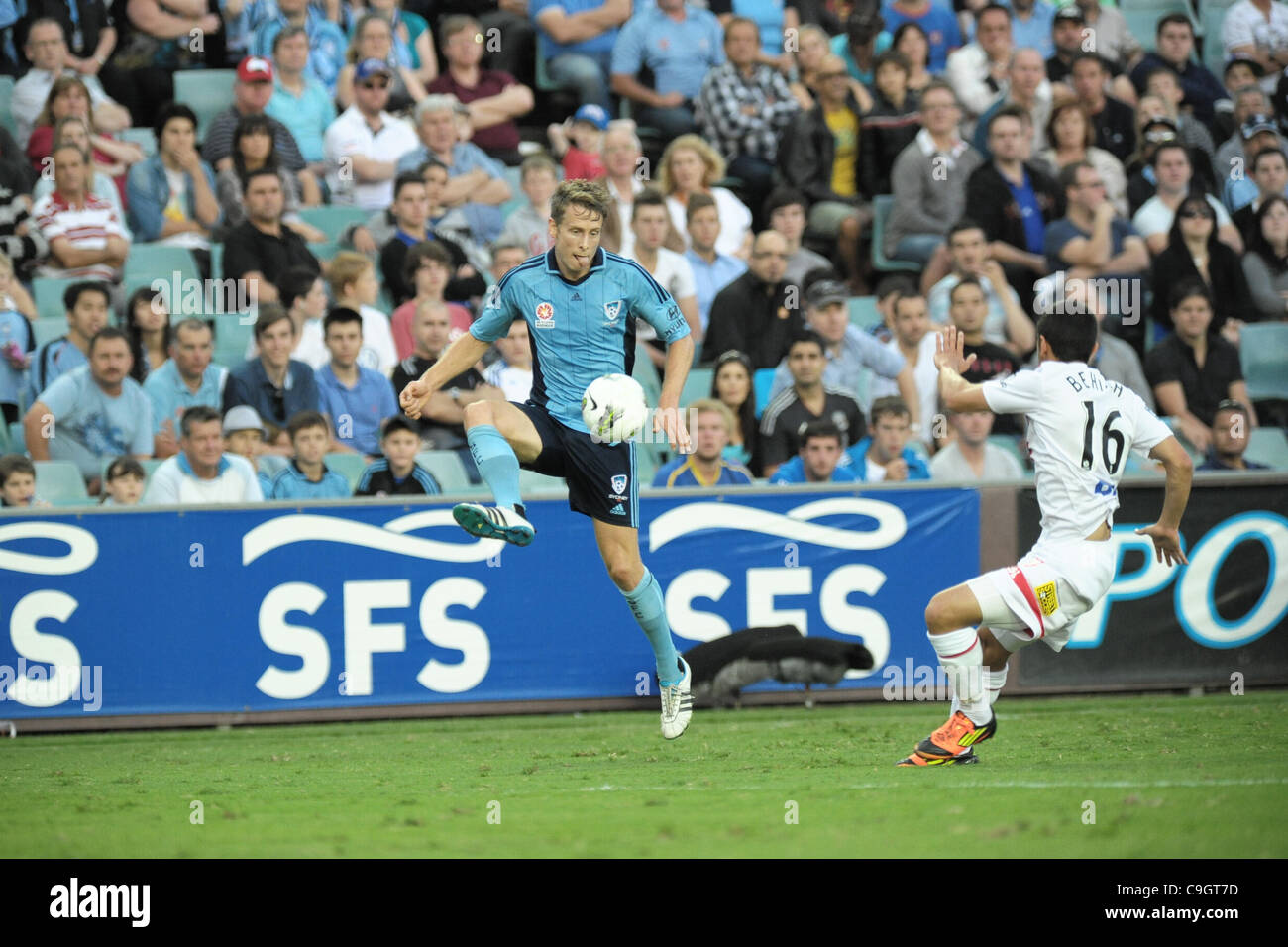 29.12.2011 Sydney, Australia.Sydney defender Jamie Coyne in action ...