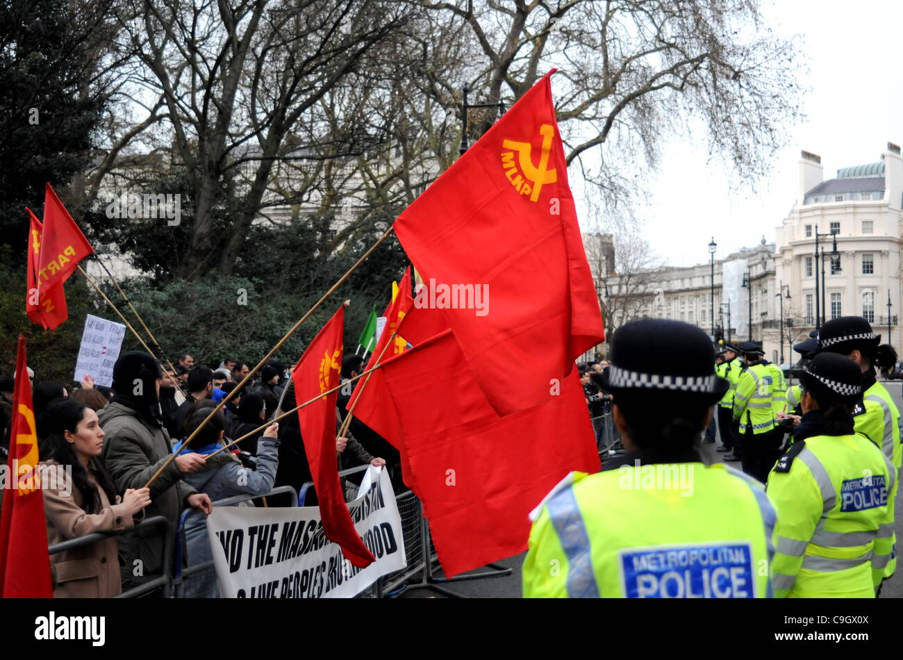 Protesters outside the Turkish Embassy in London. The demonstration was ...