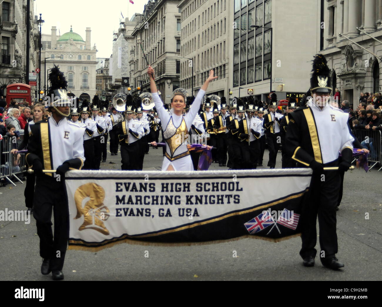 Evans High School Marching Knights marching during London's New Year's ... Evans High School Marching Knights marching during London's New Year's ...
